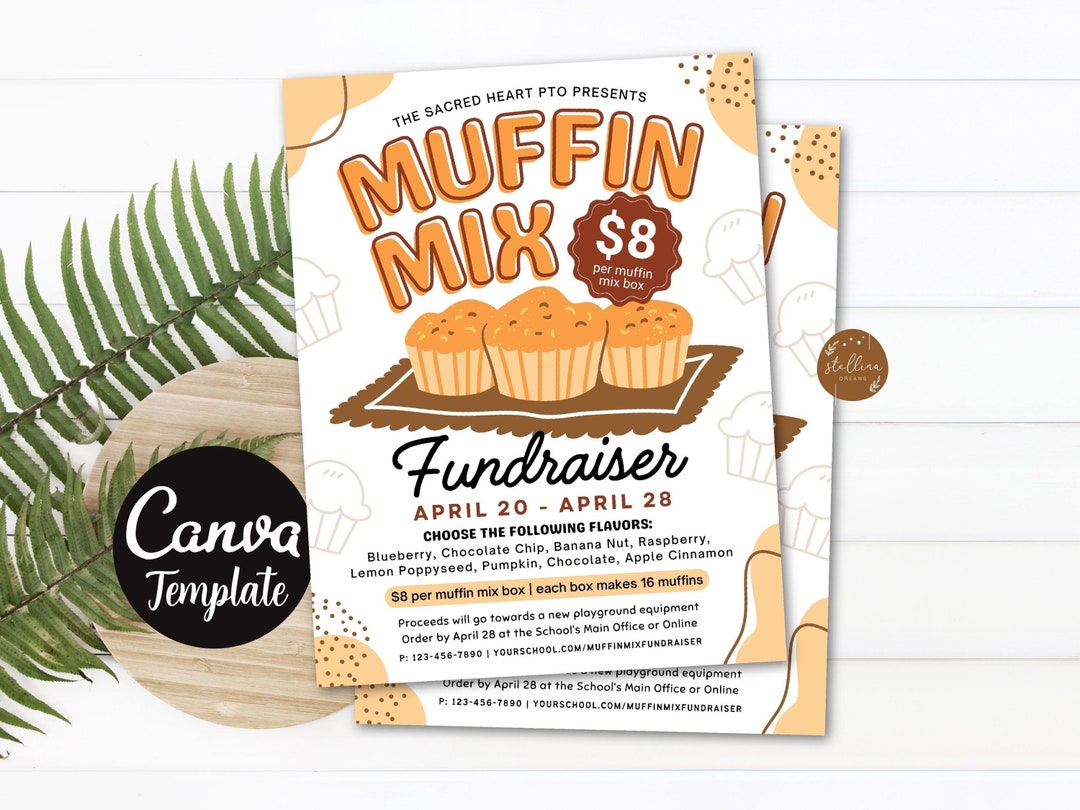 Editable Muffin Mix Fundraiser Flyer, PTA PTO Fundraising, Church ...