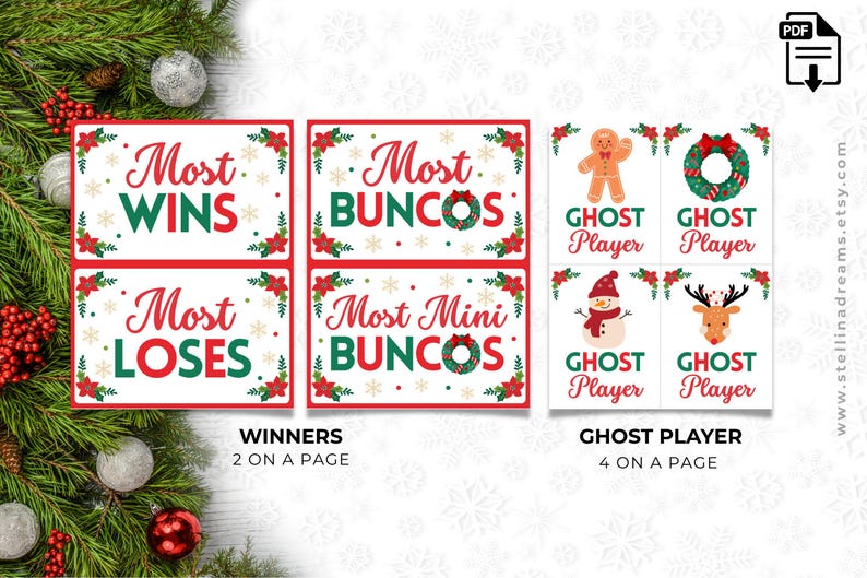 Christmas Bunco Party Bundle Printable | Scoresheets, Signs, Tally ...