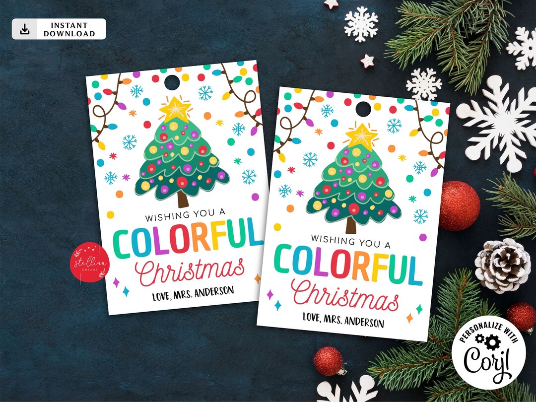 EDITABLE Christmas Gift Tags, Colorful Holiday Printable Teacher ...