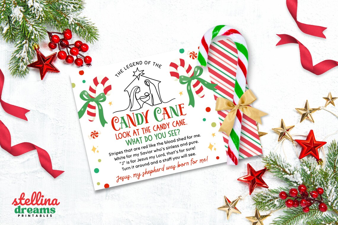 Legend of the Candy Cane Gift Tags | Religious Candy Cane Poem ...