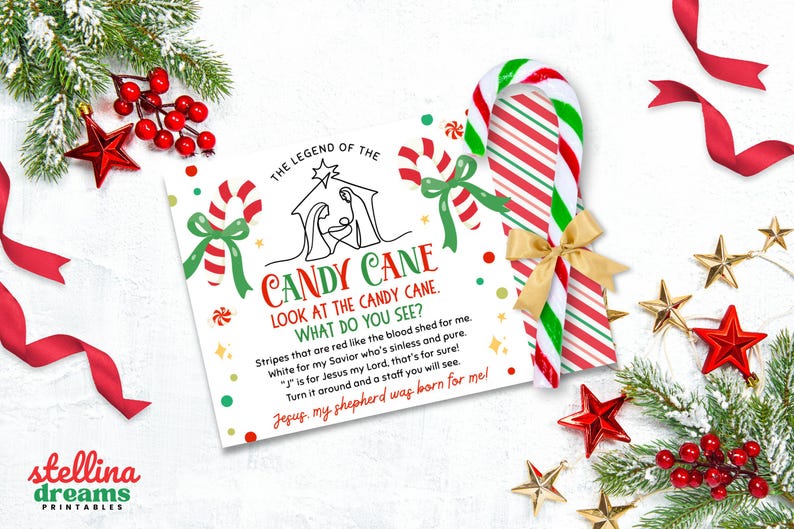 Legend of the Candy Cane Gift Tags | Religious Candy Cane Poem ...