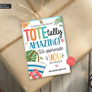 EDITABLE Tote Bag Gift Tag Thanks for Being Tote-ally Amazing, Beach ...