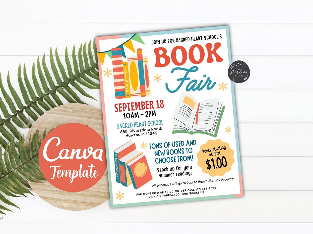 Editable Book Fair Flyer Printable School Fundraiser Invitation ...