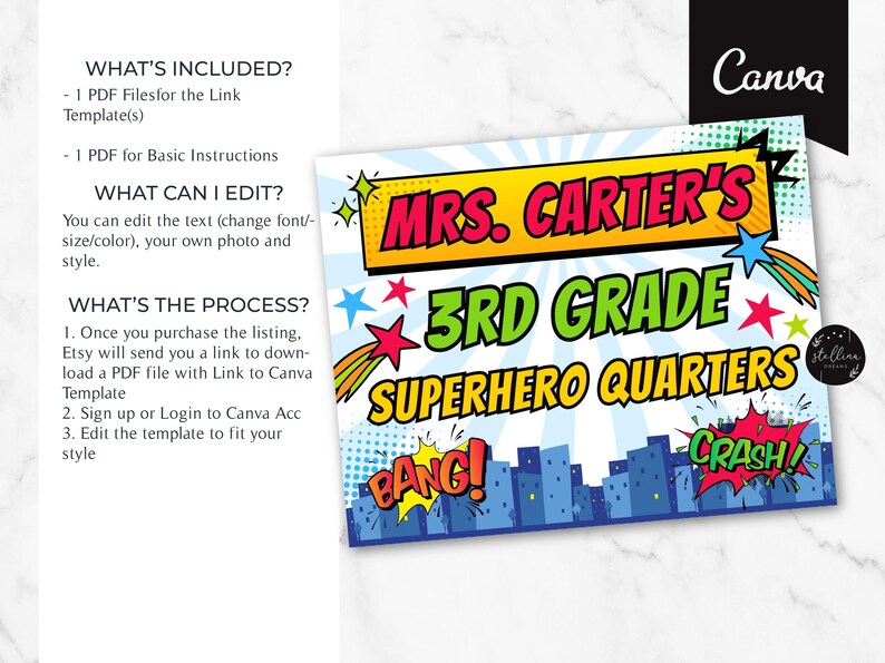 Editable Superhero Teacher Door Sign: Custom Classroom Decor (CANVA ...