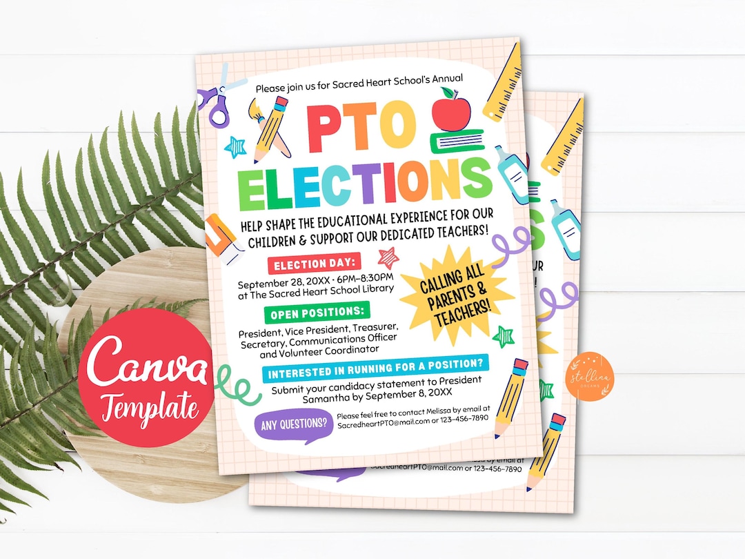 Editable PTA PTO Election Volunteer Board Member Flyer Printable ...