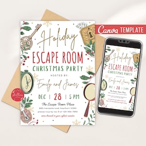 Editable Holiday Escape Room Invitation Christmas Party Invitation ...