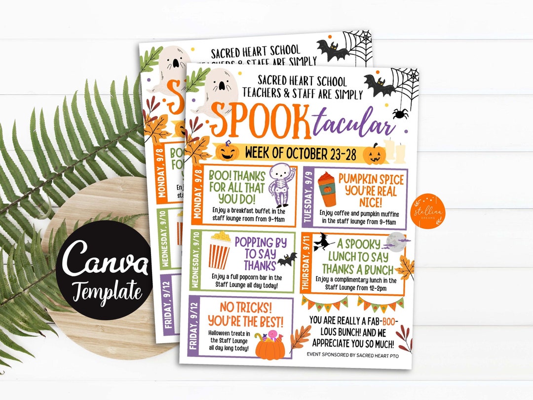 Editable Halloween Teacher Appreciation Week Flyer, Staff Employee ...
