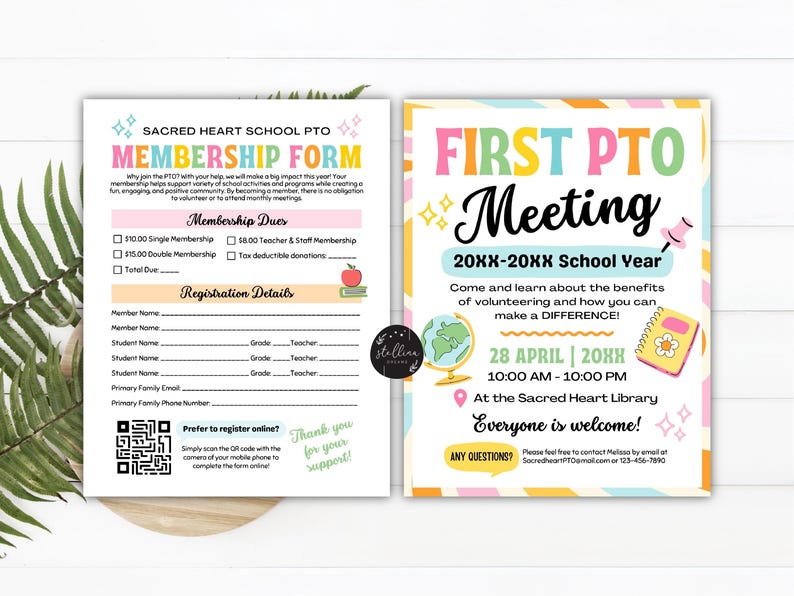 Editable PTA/PTO Bundle: Recruitment Flyers, Newsletter, Calendar ...