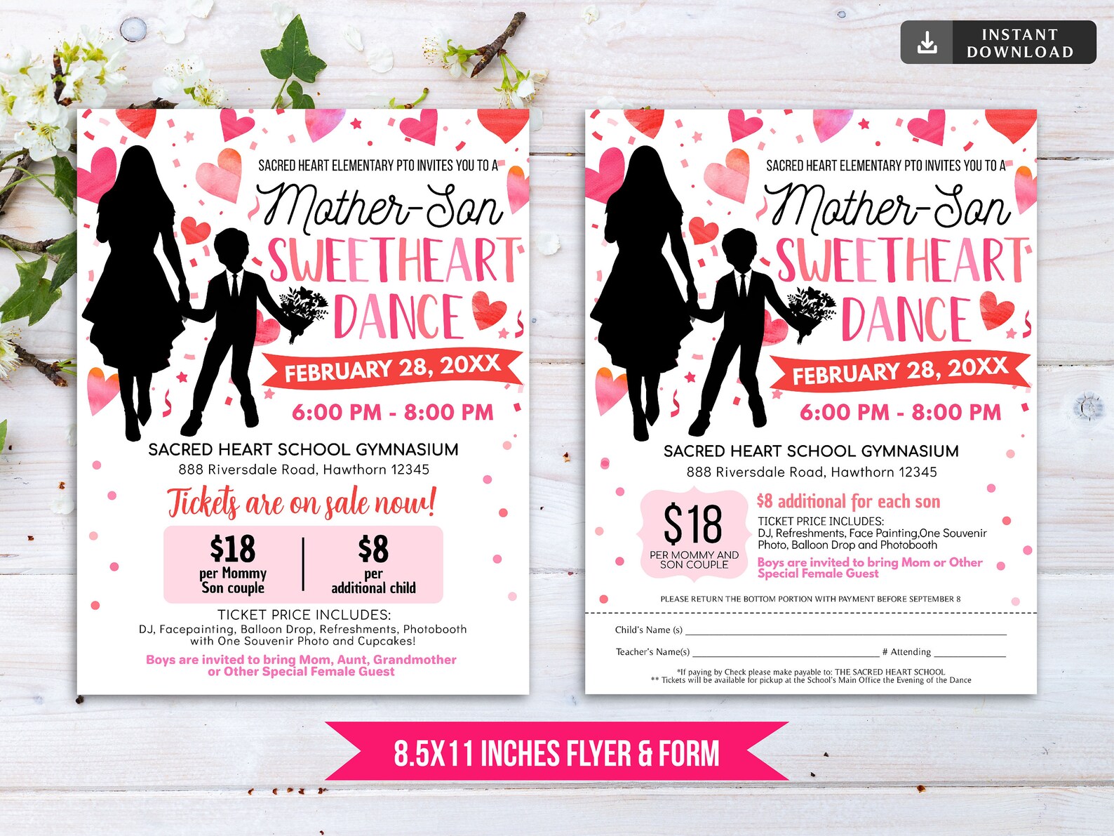 Mother Son Sweetheart Valentine's Day Dance, School Dance Flyer Party ...