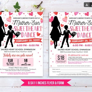 Mother Son Sweetheart Valentine's Day Dance, School Dance Flyer Party ...