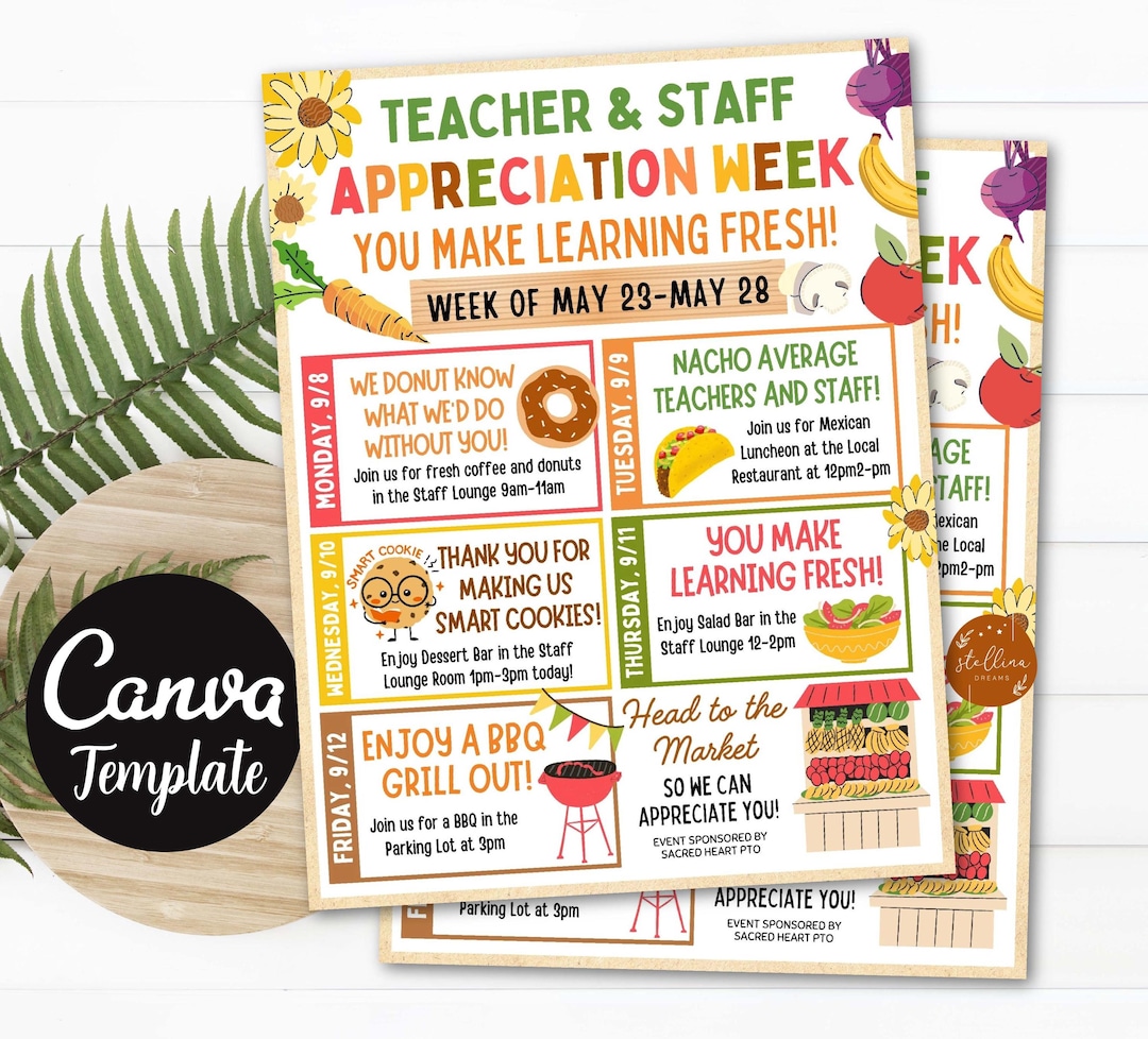 Editable Farmers Market Theme Teacher and Staff Appreciation Week ...