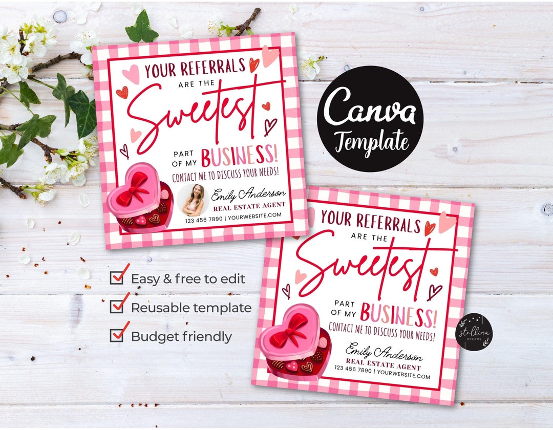 Editable Valentine Realtor Gift Tags Candy Your Referrals Are the ...