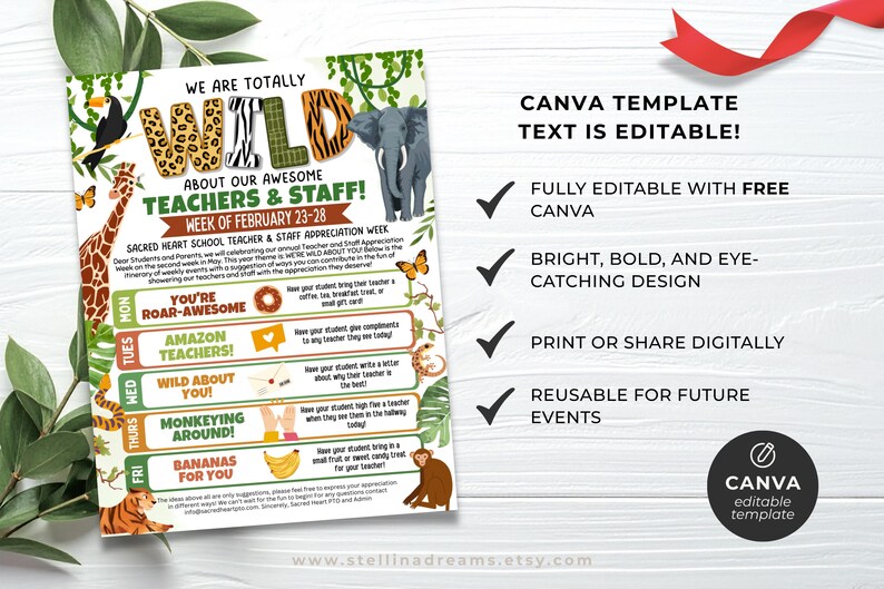 Jungle Teacher Appreciation Week Take Home Sheet | We Are Wild About ...