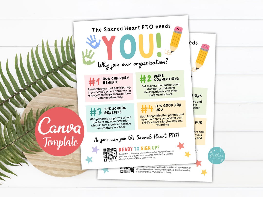 Editable CANVA Template PTO PTA Recruitment Flyer, Printable Handout ...