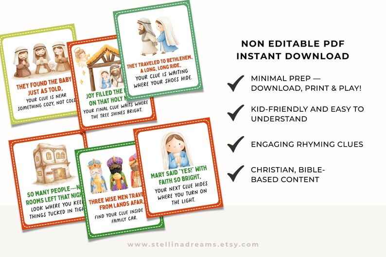 Nativity Story Scavenger Hunt | Bible Christmas Clues | Christian Kids ...