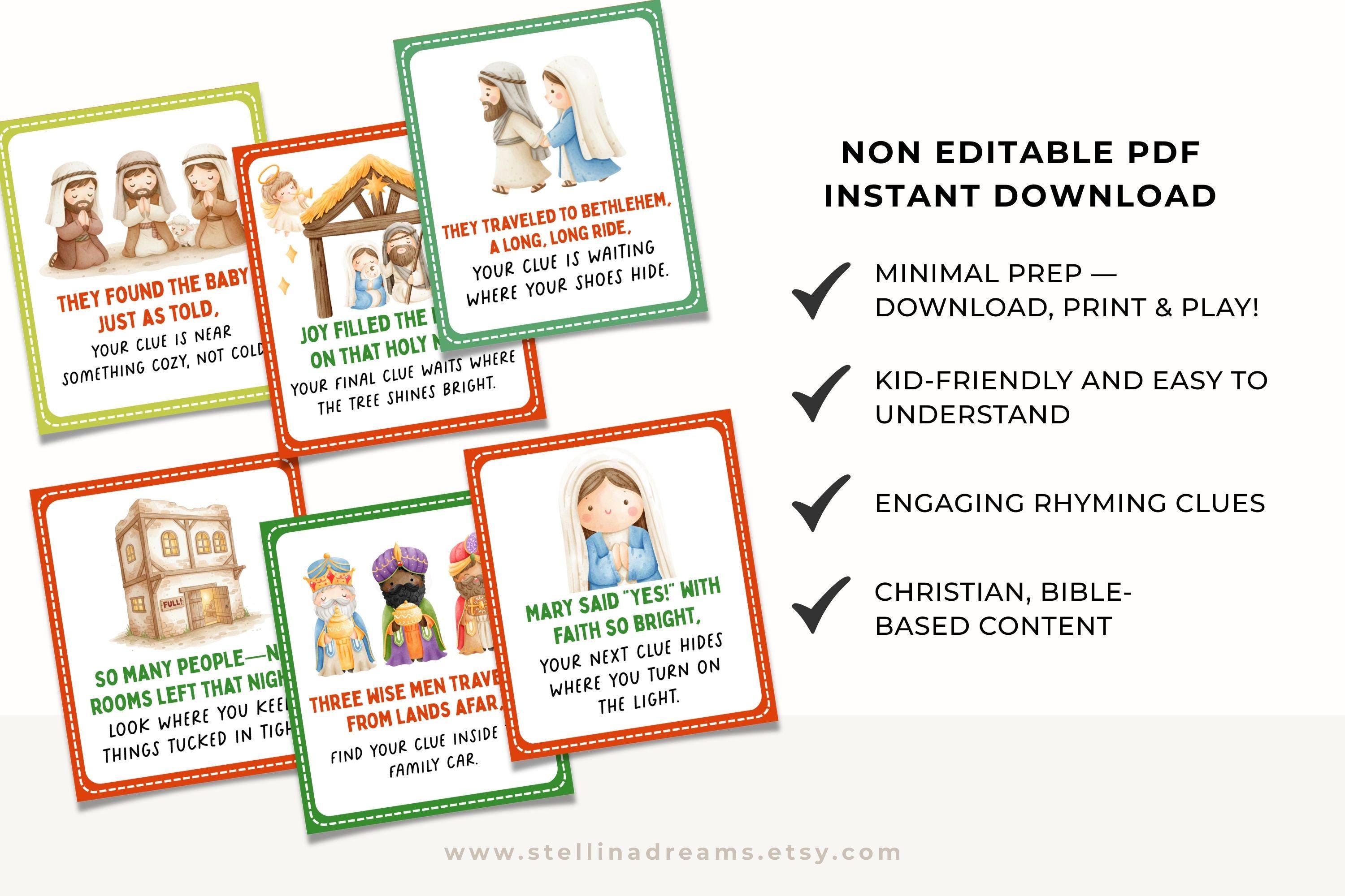 Nativity Story Scavenger Hunt | Bible Christmas Clues | Christian Kids ...