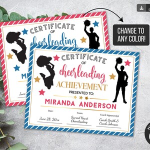 EDITABLE Cheerleader Certificate, Cheerleading Award, Cheerleading ...