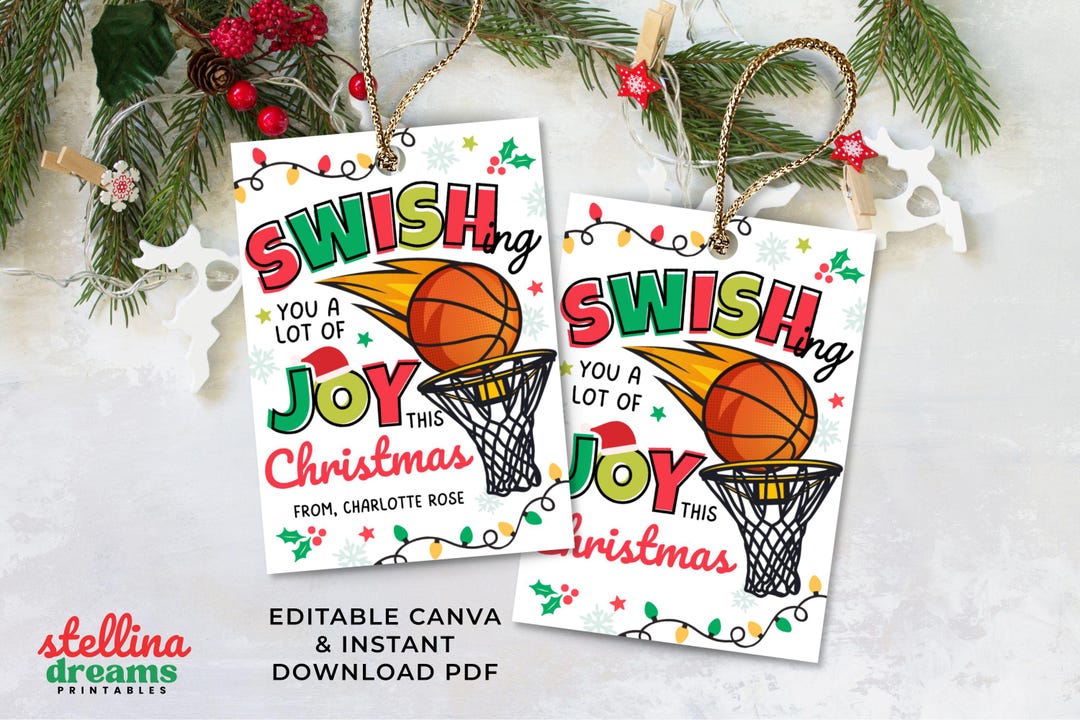 Basketball Christmas Gift Tags | Sports Holiday Tag for Boys | Coach ...