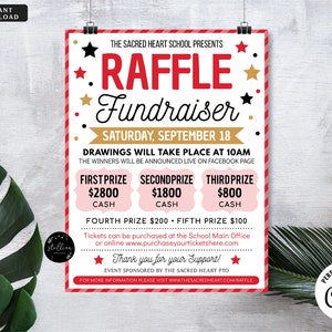 Raffle Fundraiser Flyer, Raffle Fundraiser Editable Template, Sports ...