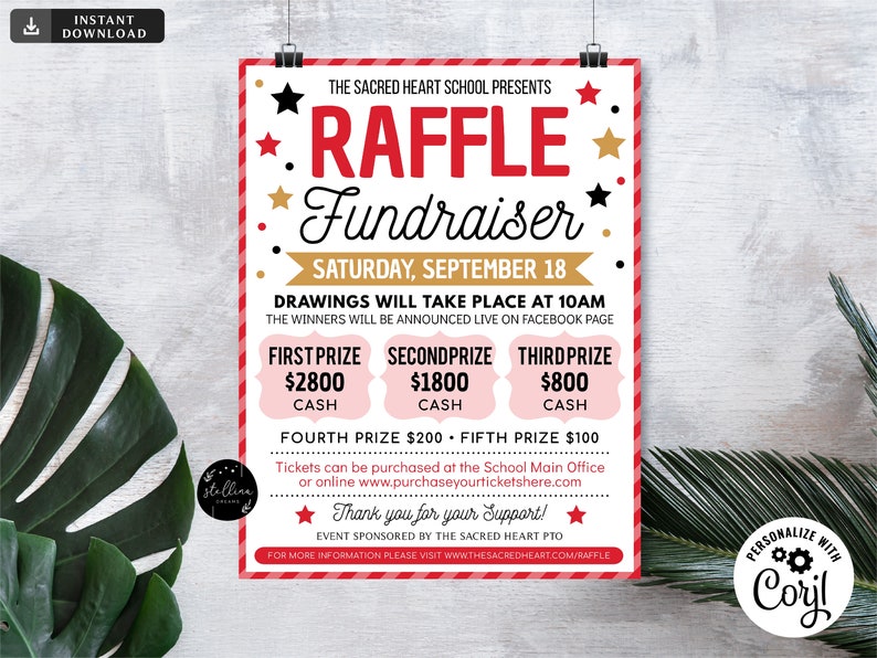 Raffle Fundraiser Flyer Raffle Fundraiser Editable Template - Etsy