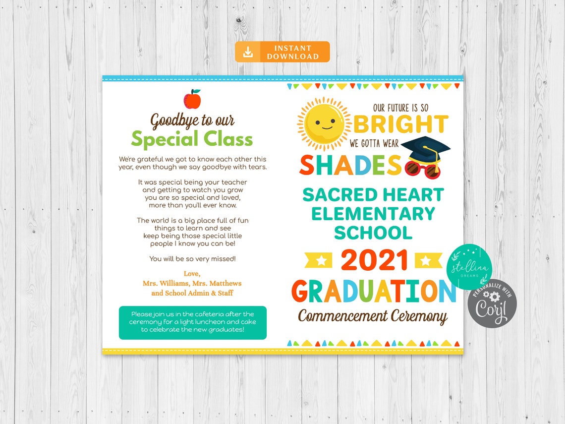 Graduation Ceremony Program Template Kindergarten, Future is so Bright ...