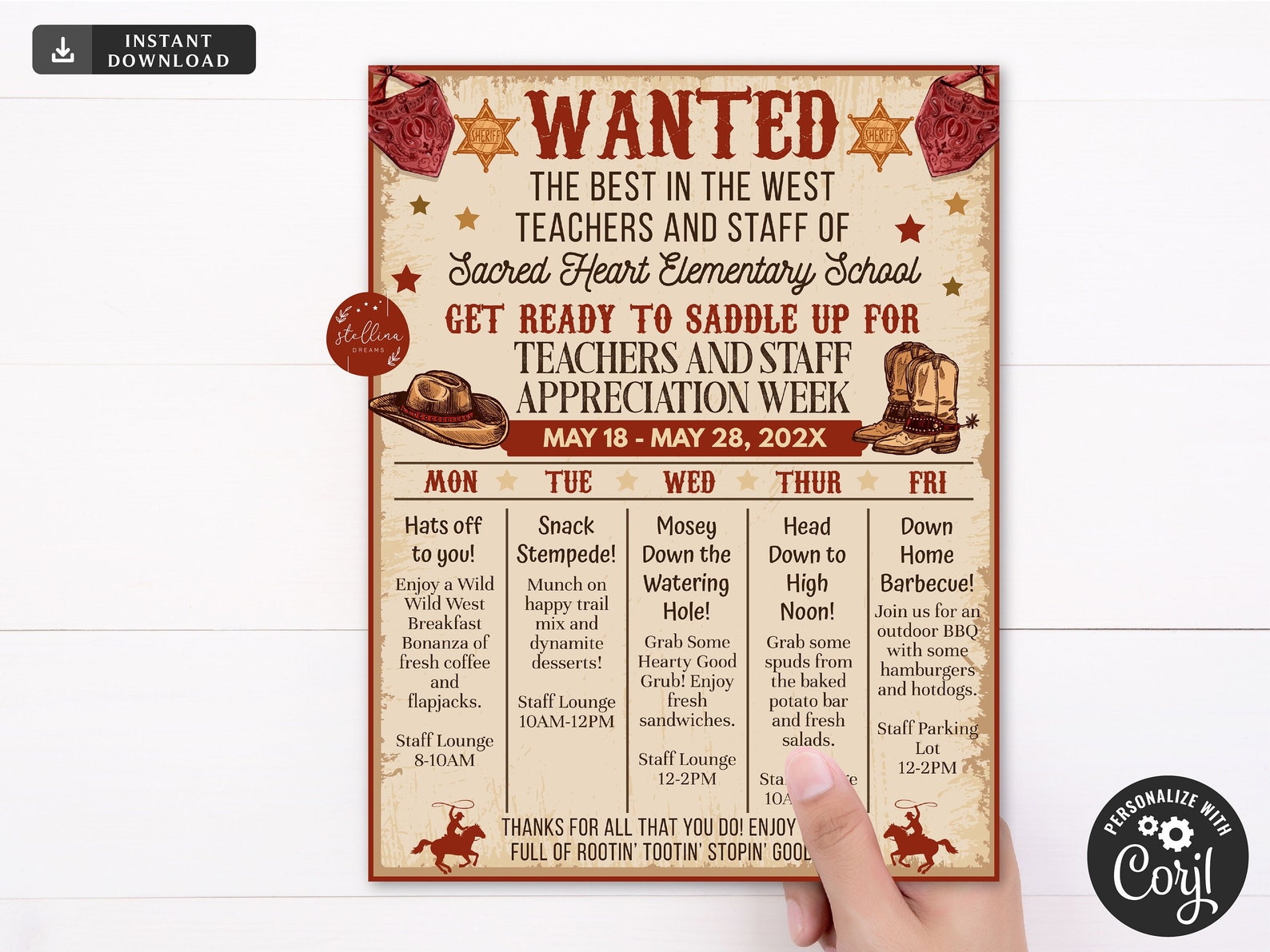 Western Themed Teacher Appreciation Week Itinerary Poster - Etsy