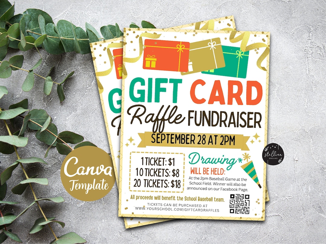 Editable Gift Card Raffle Fundraiser Flyer, Split the Pot Raffle ...