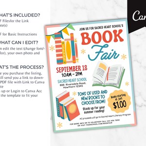 Editable Book Fair Flyer Printable School Fundraiser Invitation ...
