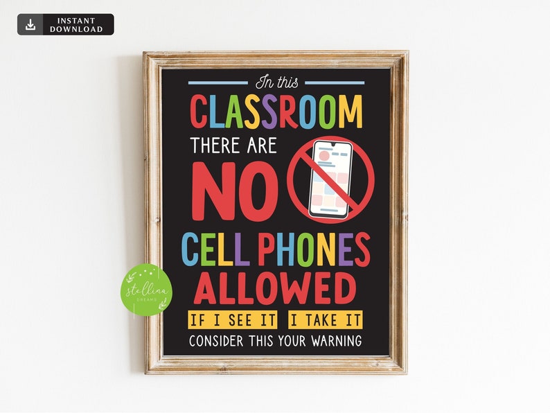 Printable No Cellphones Allowed Sign School Classroom Decor - Etsy