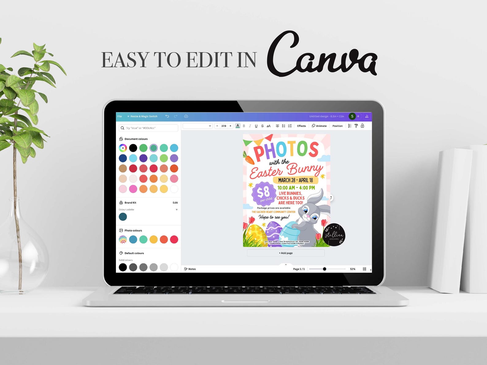 Photo With the Easter Bunny Flyer, Fundraiser Event, Editable Canva ...