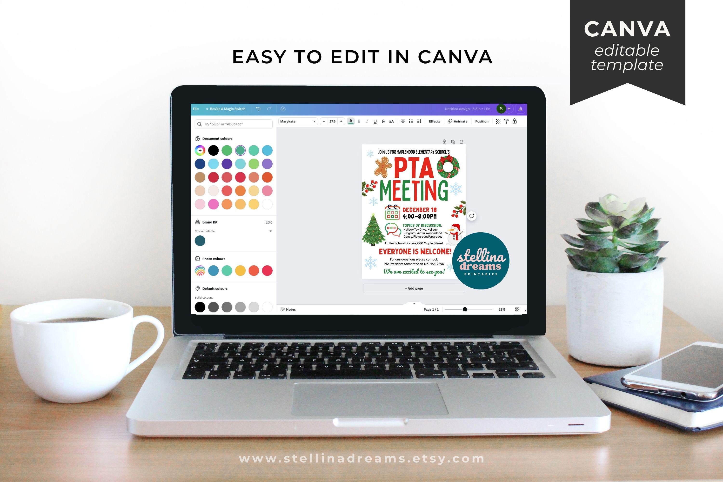 Christmas PTO Meeting Flyer Template | School Holiday Event | December ...