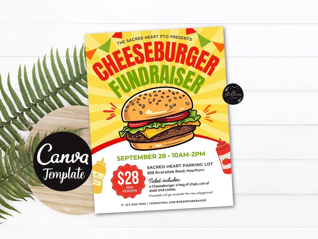 Editable Hamburger Fundraiser Flyer, School Church Grill Out Bbq Event ...