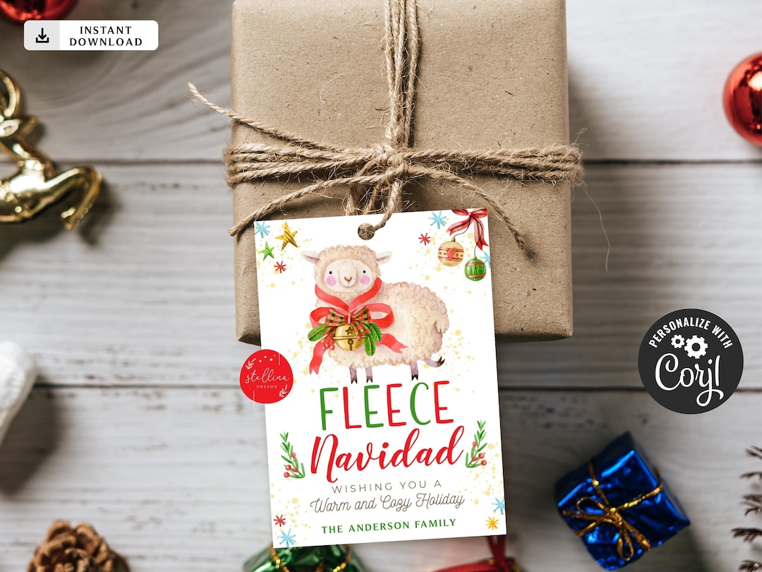 EDITABLE Fleece Navidad Christmas Gift Tags, Office Staff Teacher Gift ...