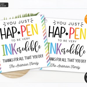 Pen Gift Tags Printable, You Just Hap-pen to Be Ink-credible, Nurse ...