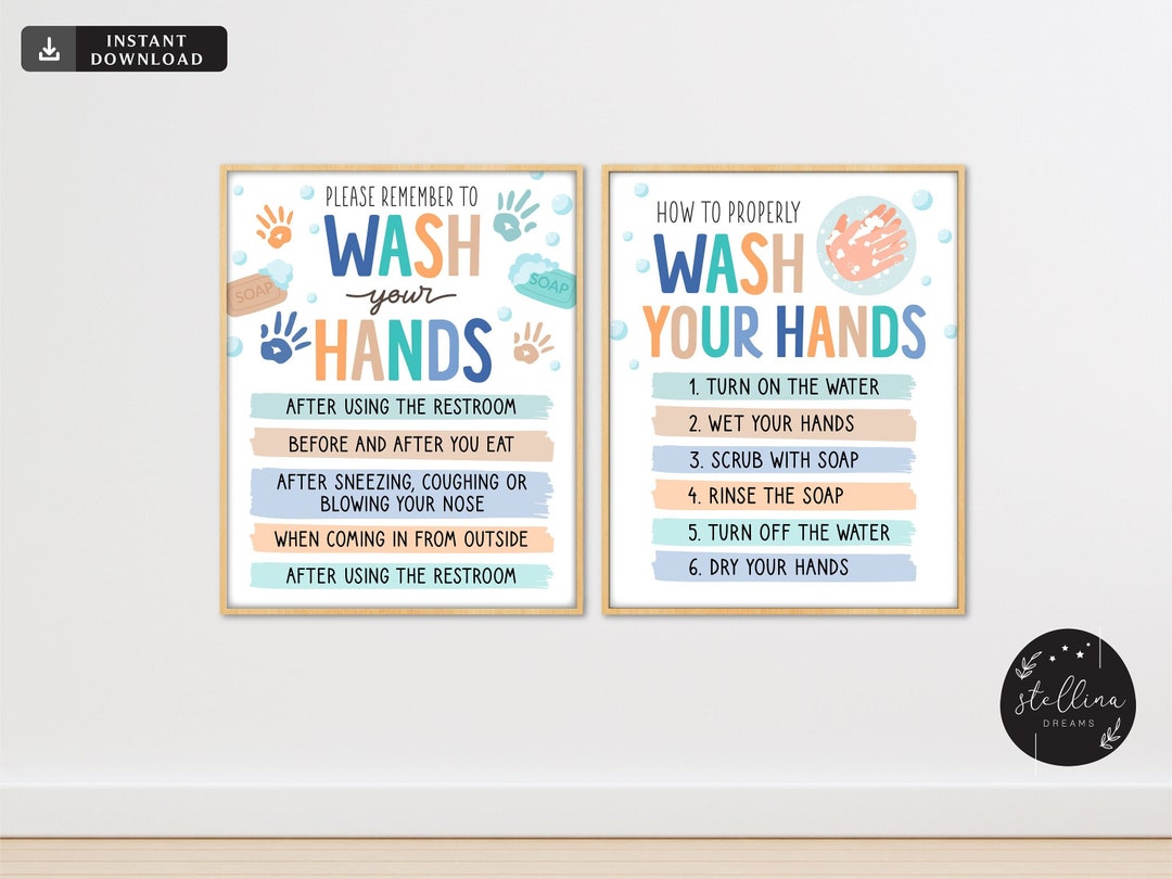 INSTANT DOWNLOAD Hand Washing Posters, Health Safety Prevention Posters ...