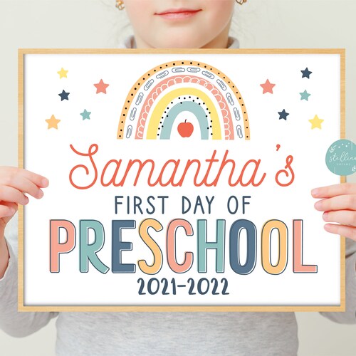 Boho Rainbow Kindergarten Sign First Day of School Sign - Etsy