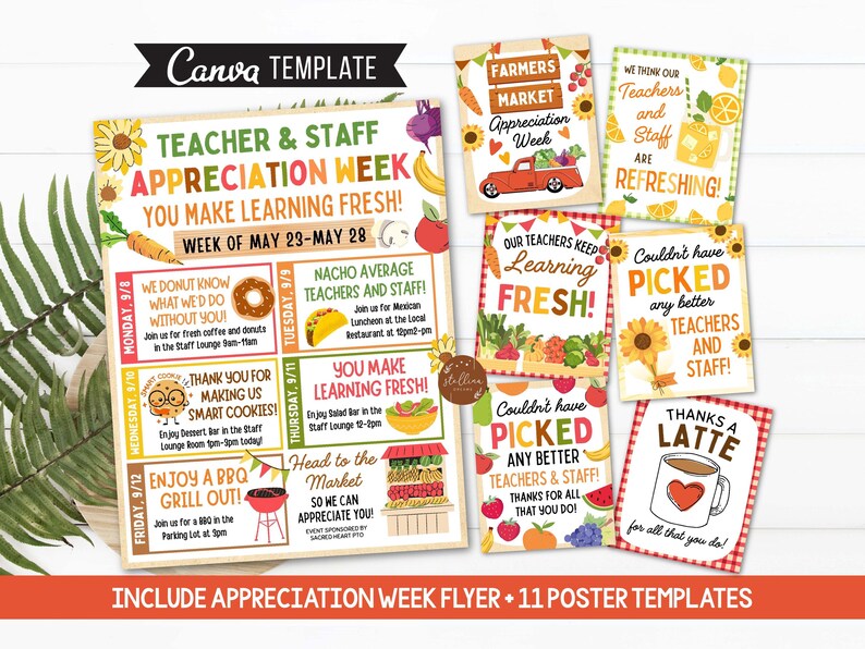 Editable Bundle Farmers Market Theme Teacher and Staff Appreciation ...