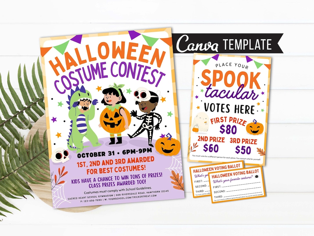 Editable Halloween Costume Contest Flyer: Voting Sign & Ballot (CANVA ...