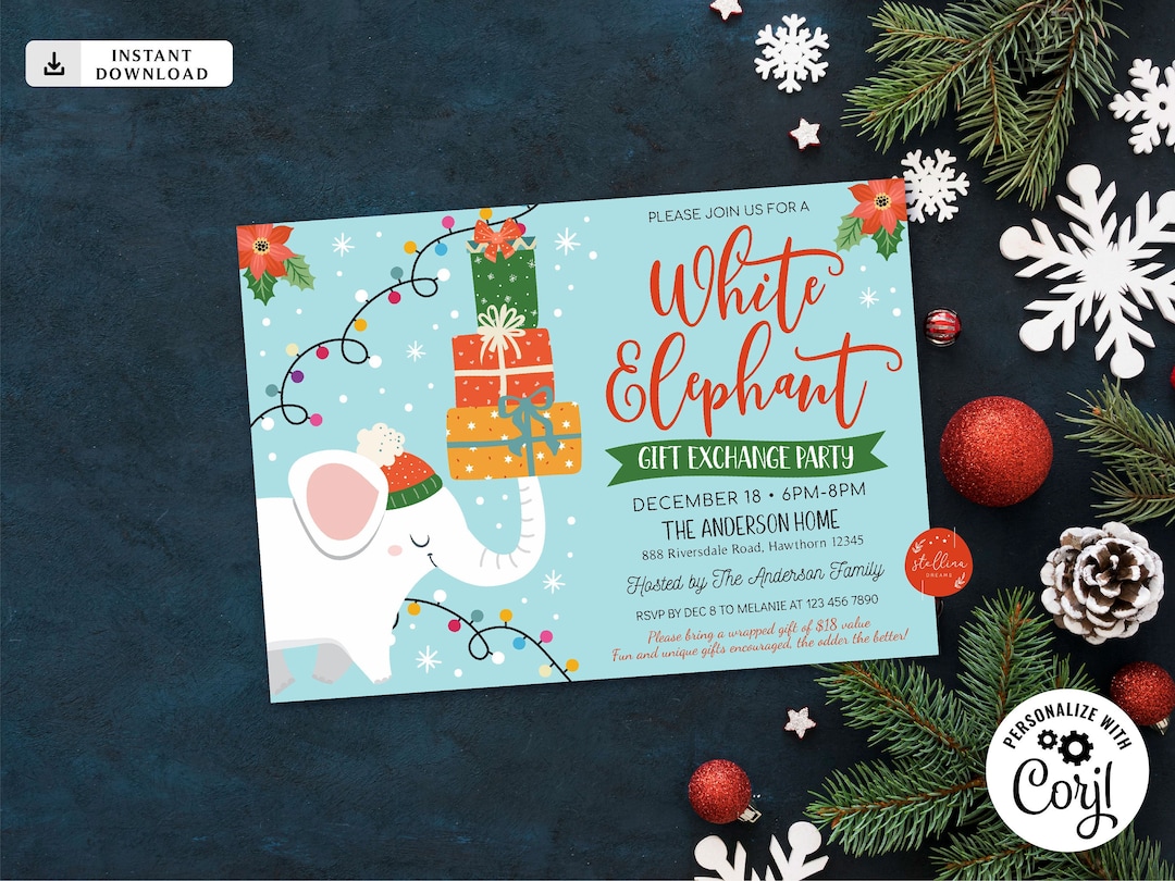 White Elephant Exchange Party Invitation, Bridal Shower Invite, Staff ...