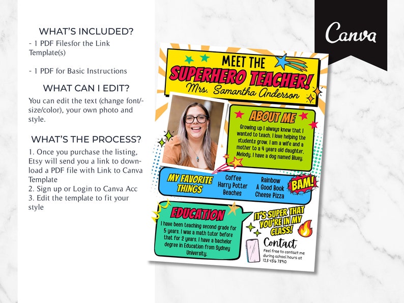 Editable Meet the Teacher Superhero Theme Classroom Newsletter Flyer ...
