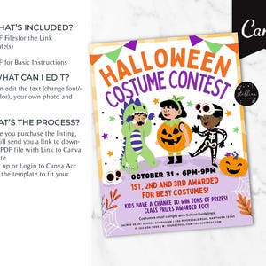 Editable Halloween Costume Contest Flyer: Canva Template, Trick or ...