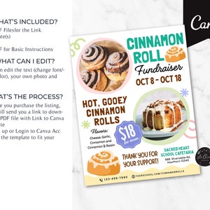 Editable Cinnamon Roll Fundraiser Flyer: Printable Canva Template ...
