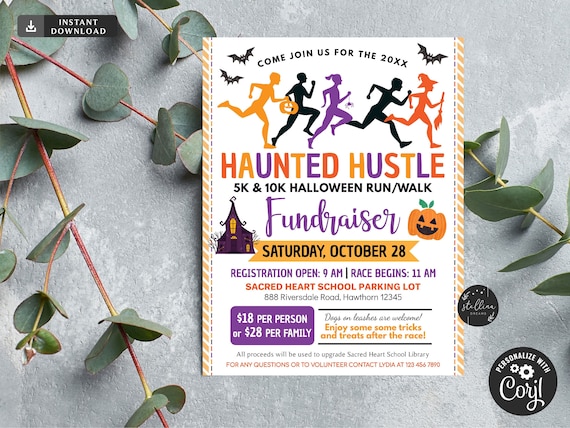 EDITABLE Halloween Run Flyer 5k 10k Haunted Race Run Walk - Etsy