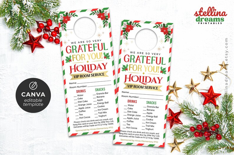 VIP Room Service Christmas Door Hanger | Teacher Staff Appreciation ...