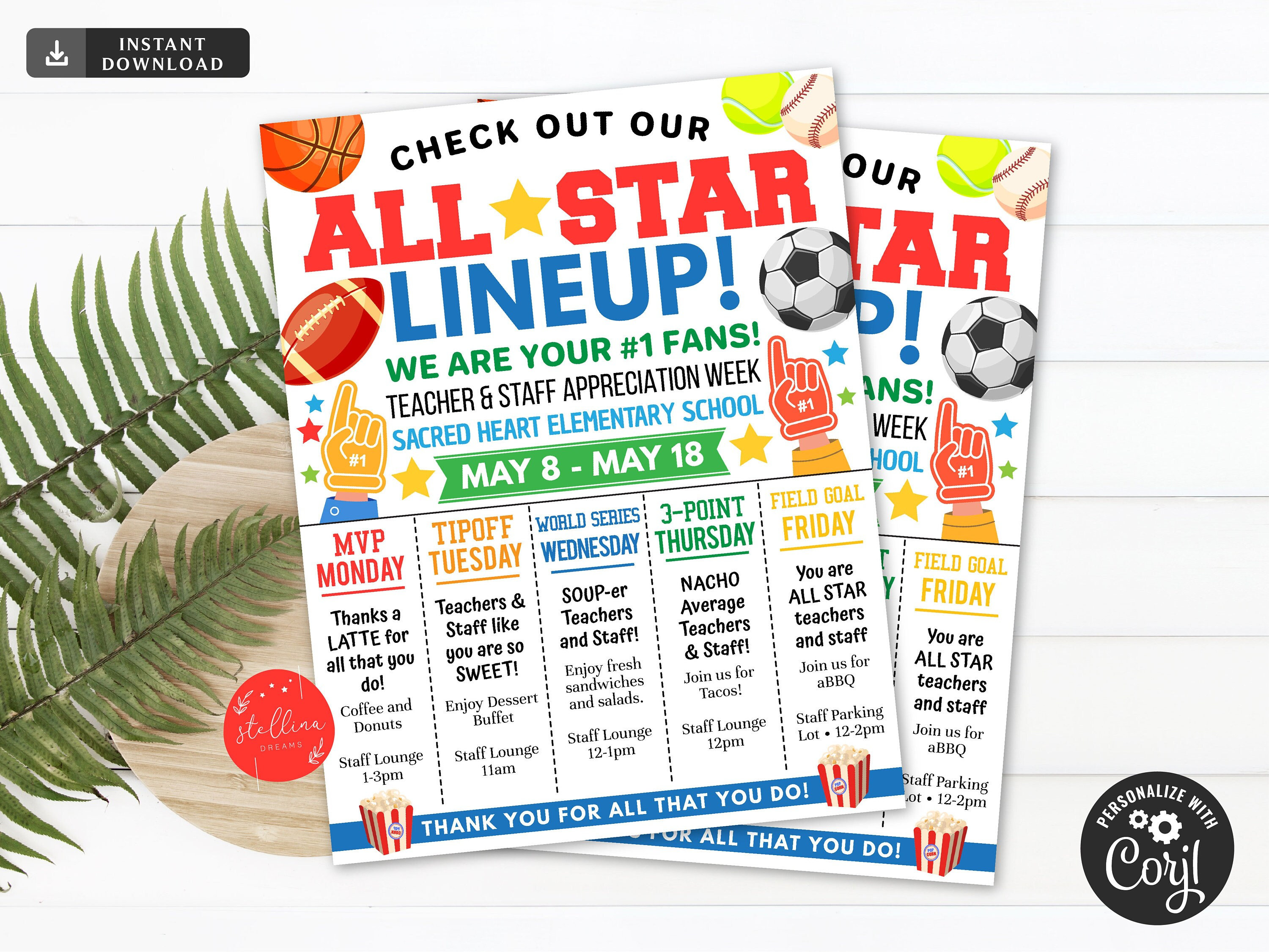 Sports All Star Vip Teacher Appreciation Week Itinerary Poster - Etsy