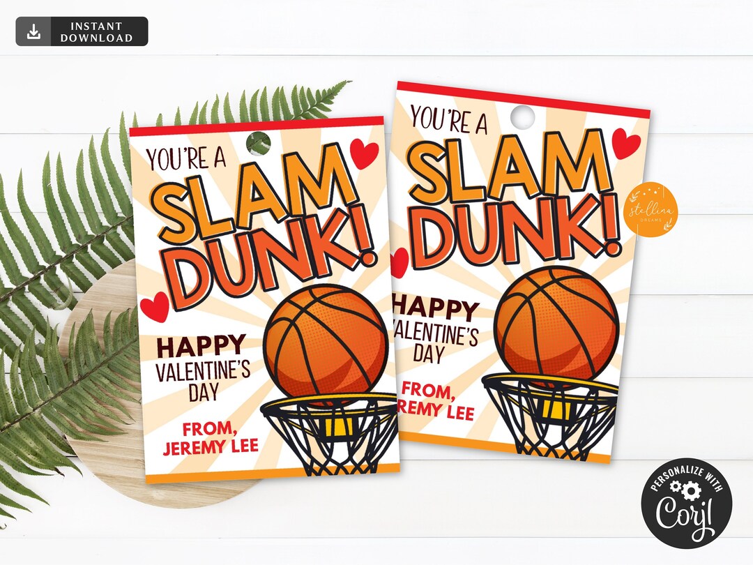 Basketball Valentines, You're a Slam Dunk Gift Tags, Boy Sports ...