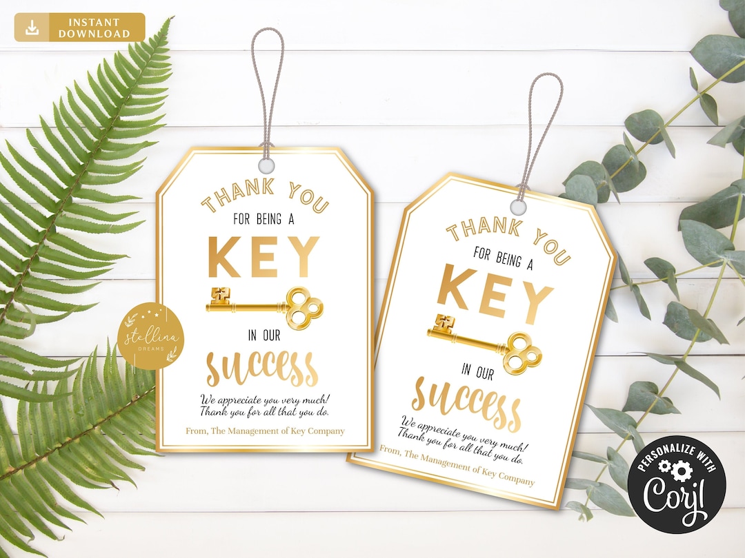Editable Thank You Tags, Volunteer Key Labels, Thank You Gift, PTA ...