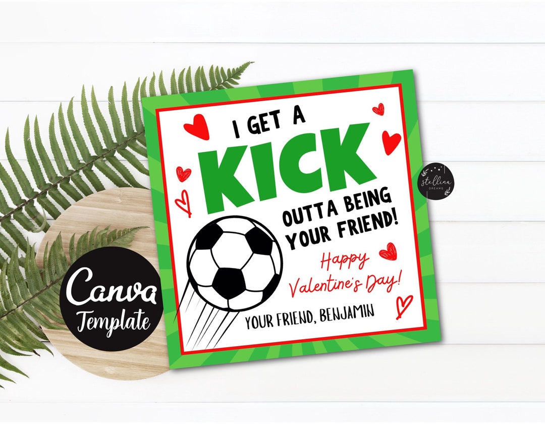 Editable Soccer Valentines, Boy Sports Ball Valentine Card Gift ...