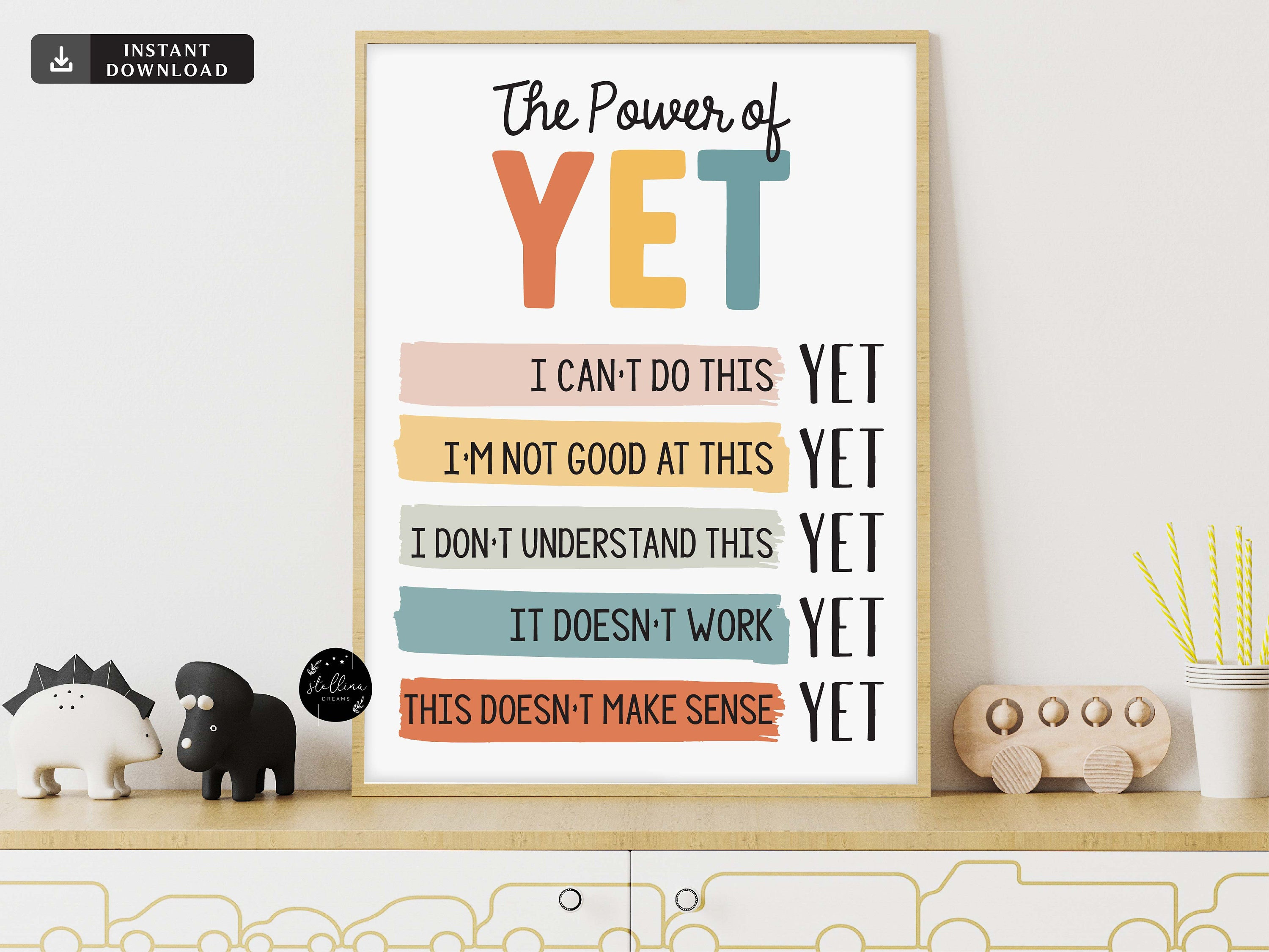 The Power of yet Poster, Motivational Wall Art, Growth Mindset, School ...