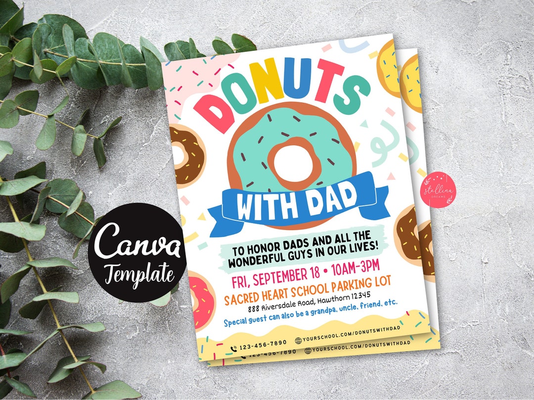 Editable Donuts With Dad Flyer, Breakfast Social Guardians Breakfast ...